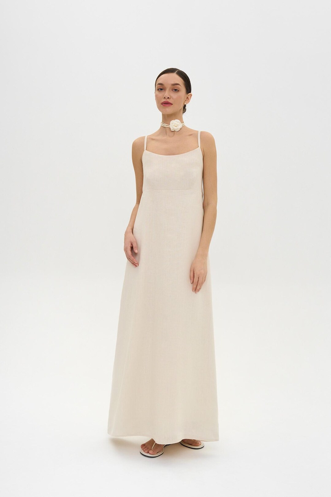 MICHELLE Long Linen Dress off White Summer Dress Linen Dresses ...