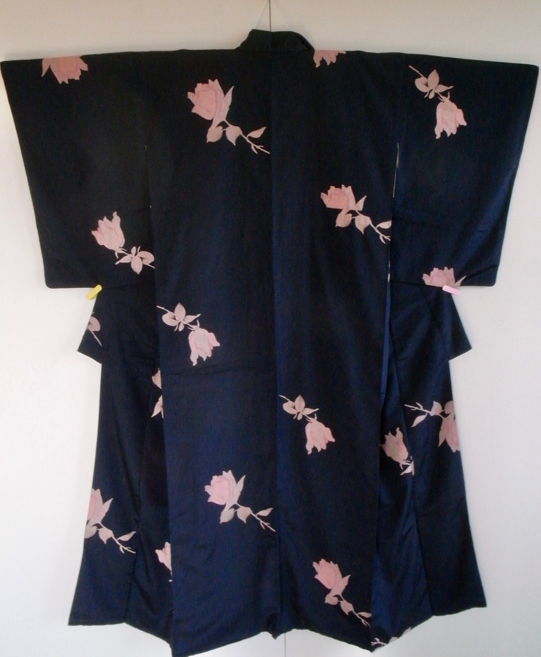 Semi-antique Omeshi Kimono With Rose Motif Very retro - Etsy