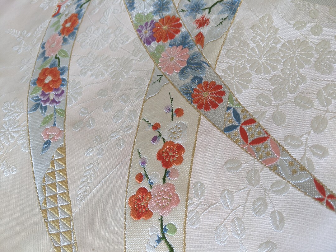 Beautiful Vintage Nagoya Obi, Multi-seasonal Flowers - Kimono Belt for ...
