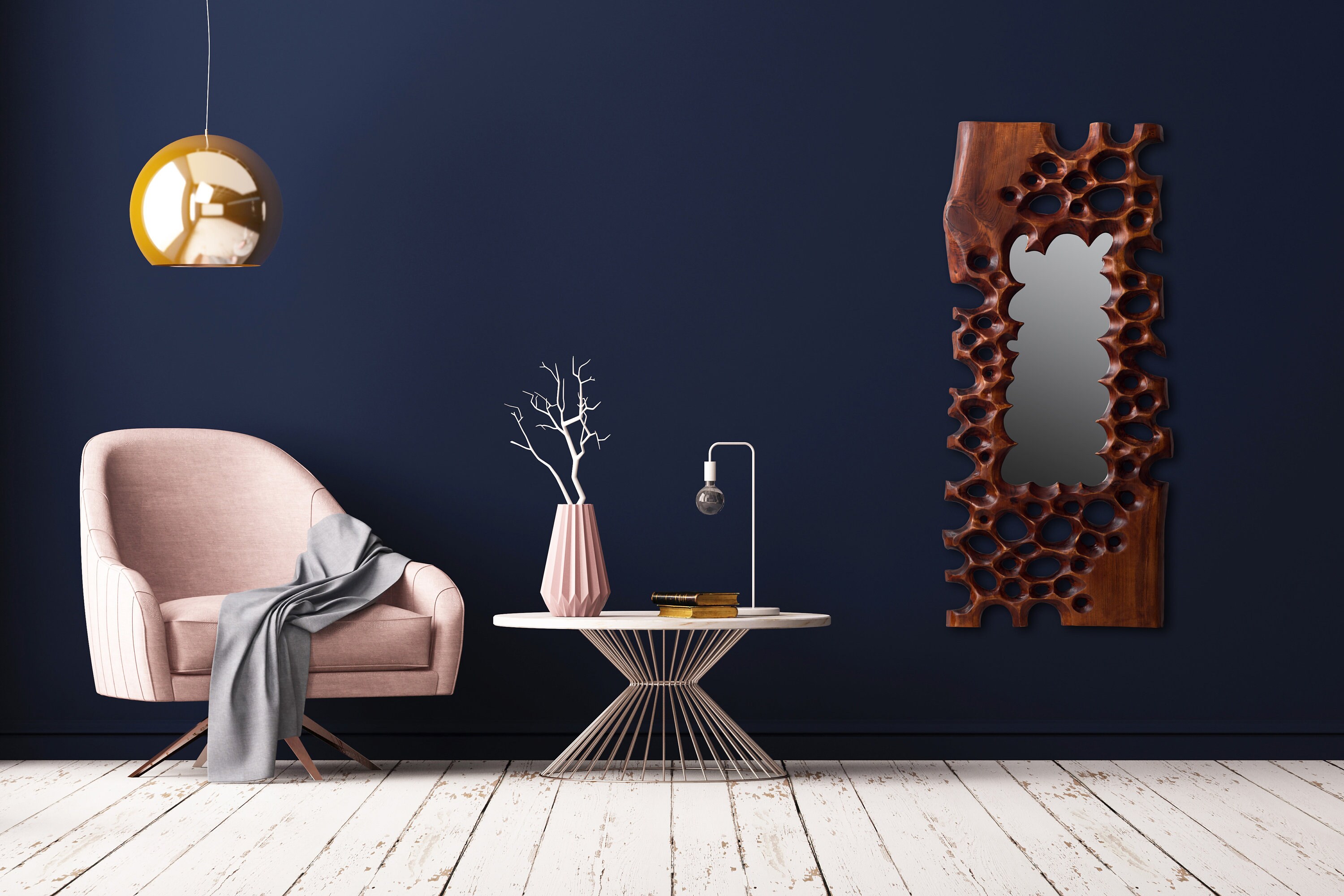 Hand Carved Wooden Frame Mirror - Etsy