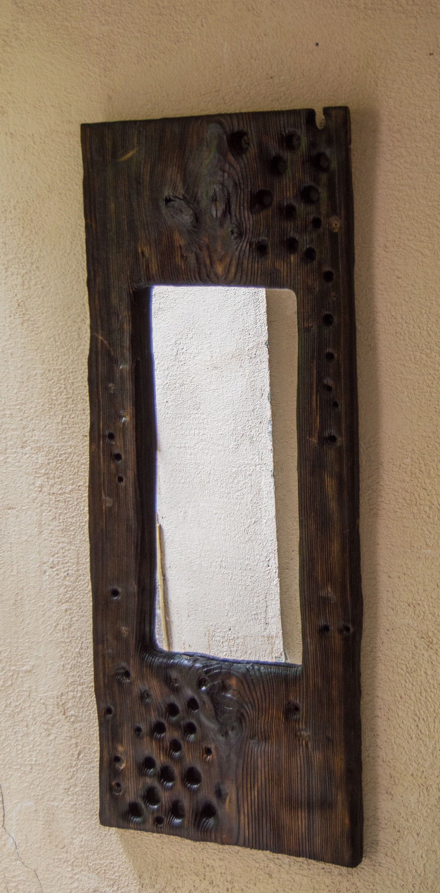 Hand Carved Wooden Frame Mirror - Etsy