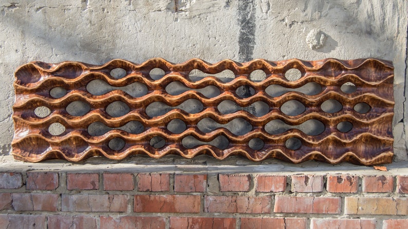 Wooden Hand Carved Panel waves Home Wall Decor - Etsy