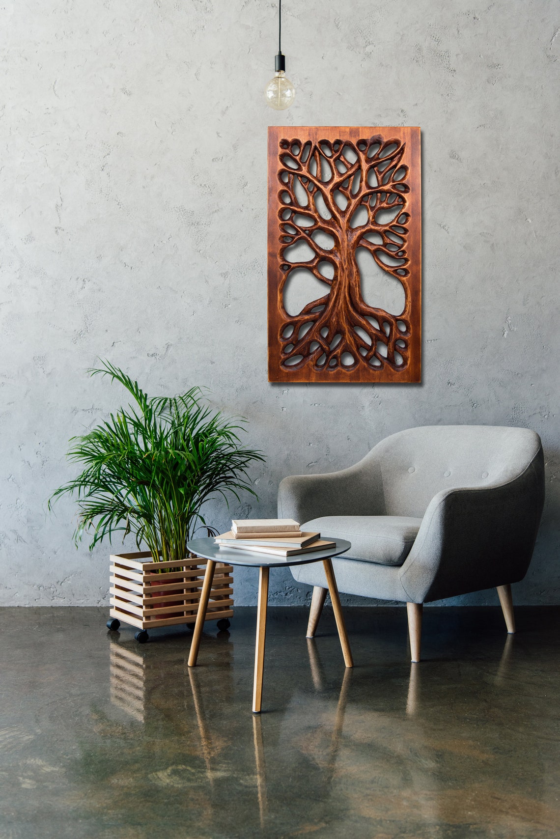 Wall Panel, Hand Caved tree - Etsy