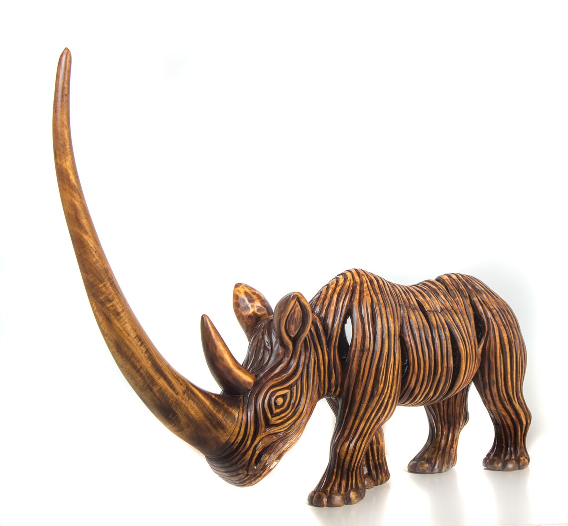 Wooden Sculpture Hand Carved rhinoceros | Etsy