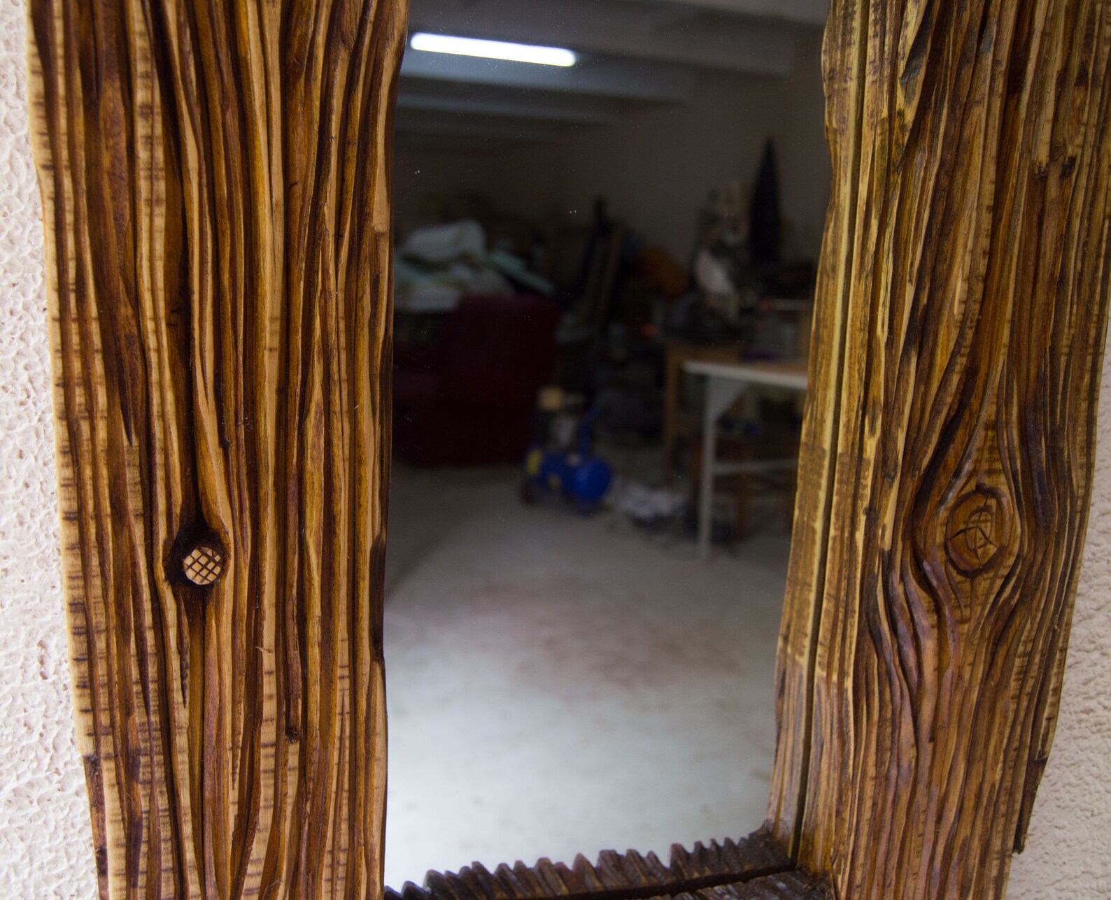 Hand Carved Wooden Frame Mirror - Etsy