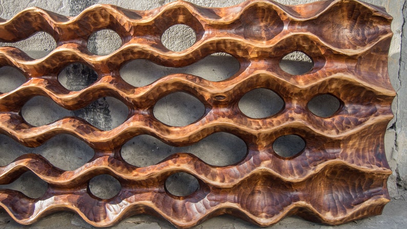 Wooden Hand Carved Panel waves Home Wall Decor - Etsy