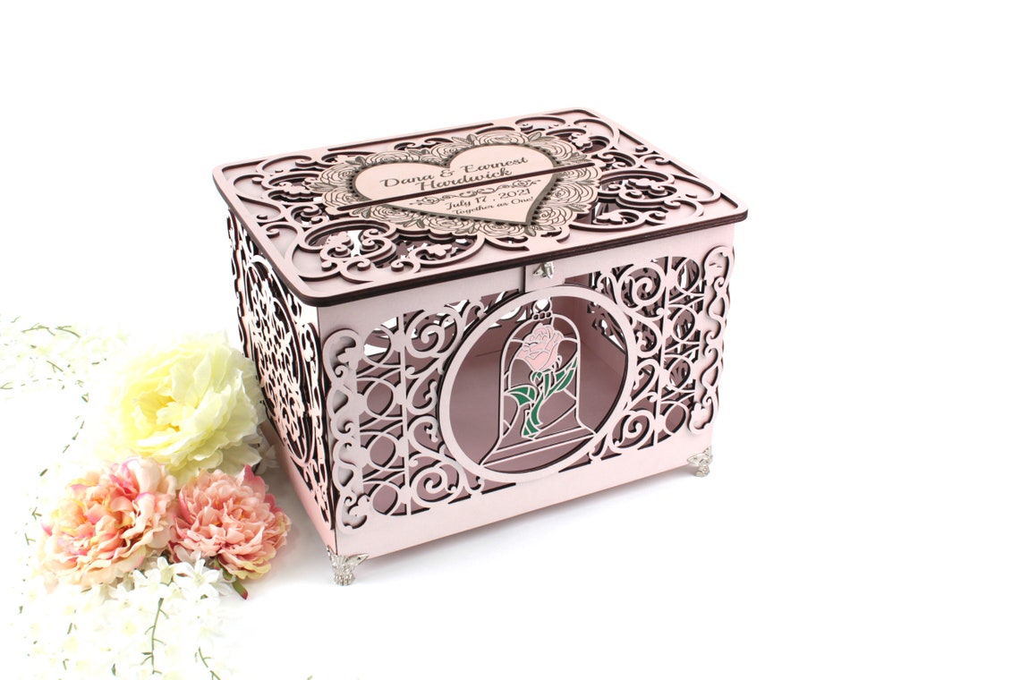Couple Card Box for Wedding Money Gifts Beauty Beast Rose - Etsy