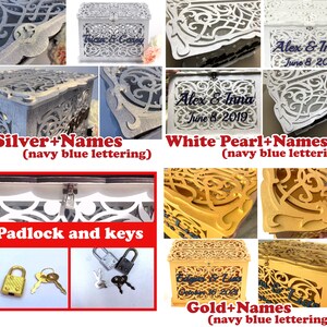 Personalized Ivory Card Box for Wedding With Slot and Lock, Wedding ...
