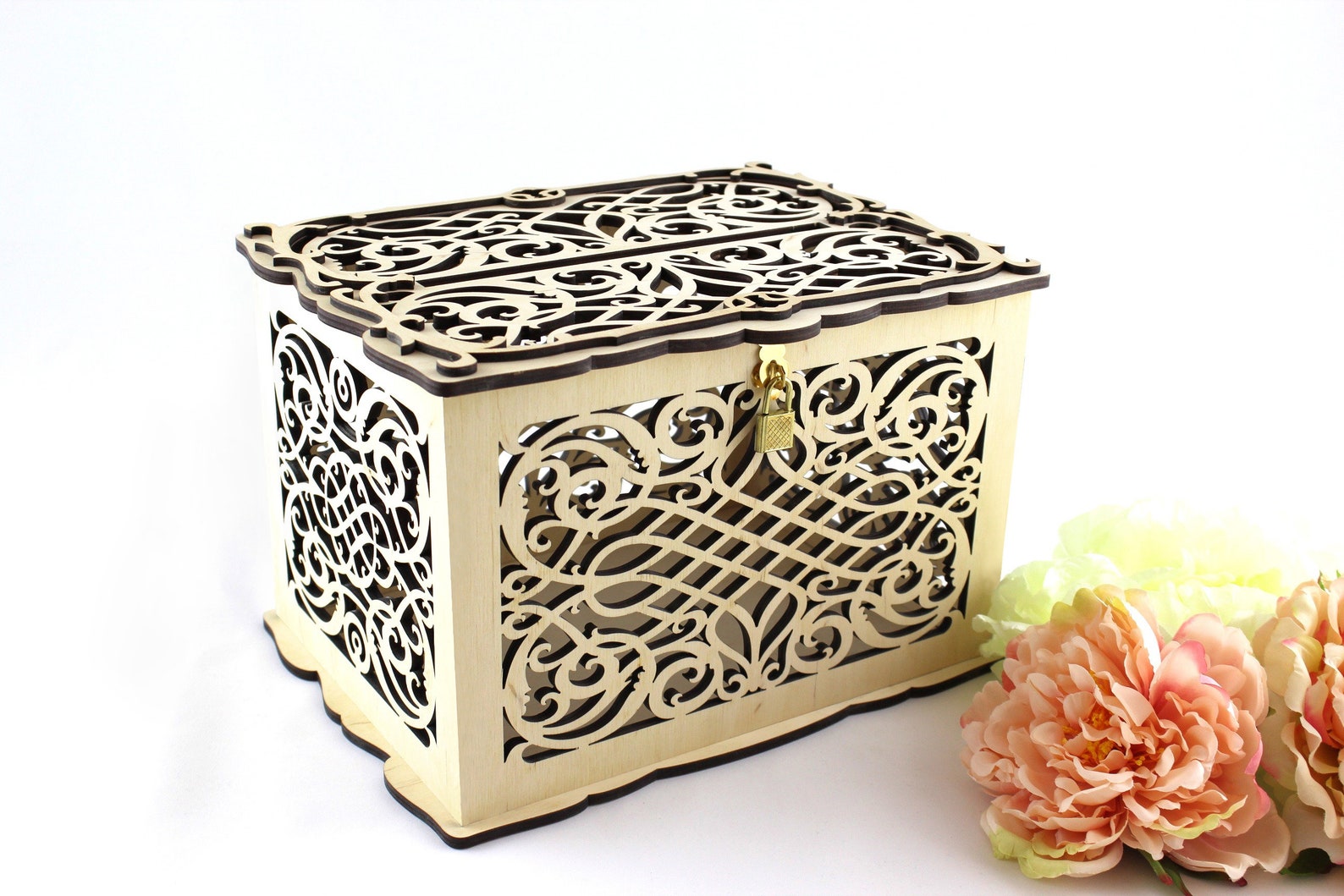 Wooden Card Box for Wedding With Slot Personalized Wishing - Etsy