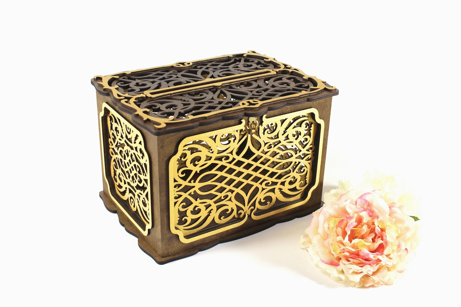 Unique Wedding Card Box With Slot With Lock Personalized | Etsy