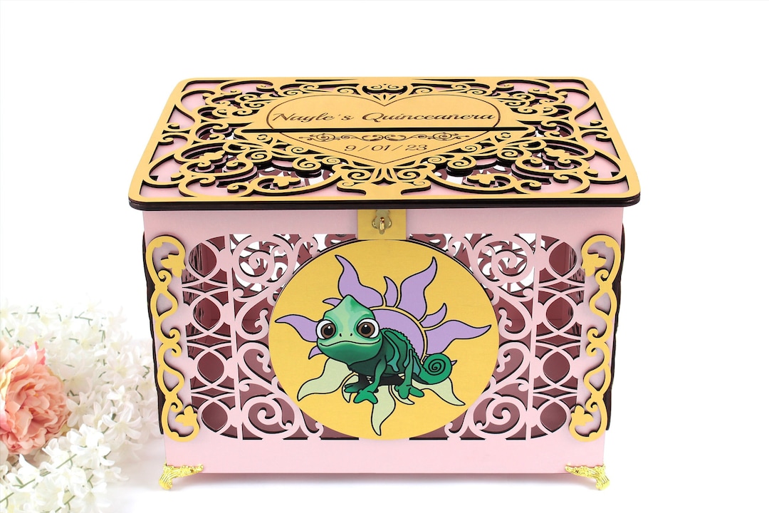 Tangled Quinceanera Card Box, Rapunzel Wedding Envelopes Holder ...