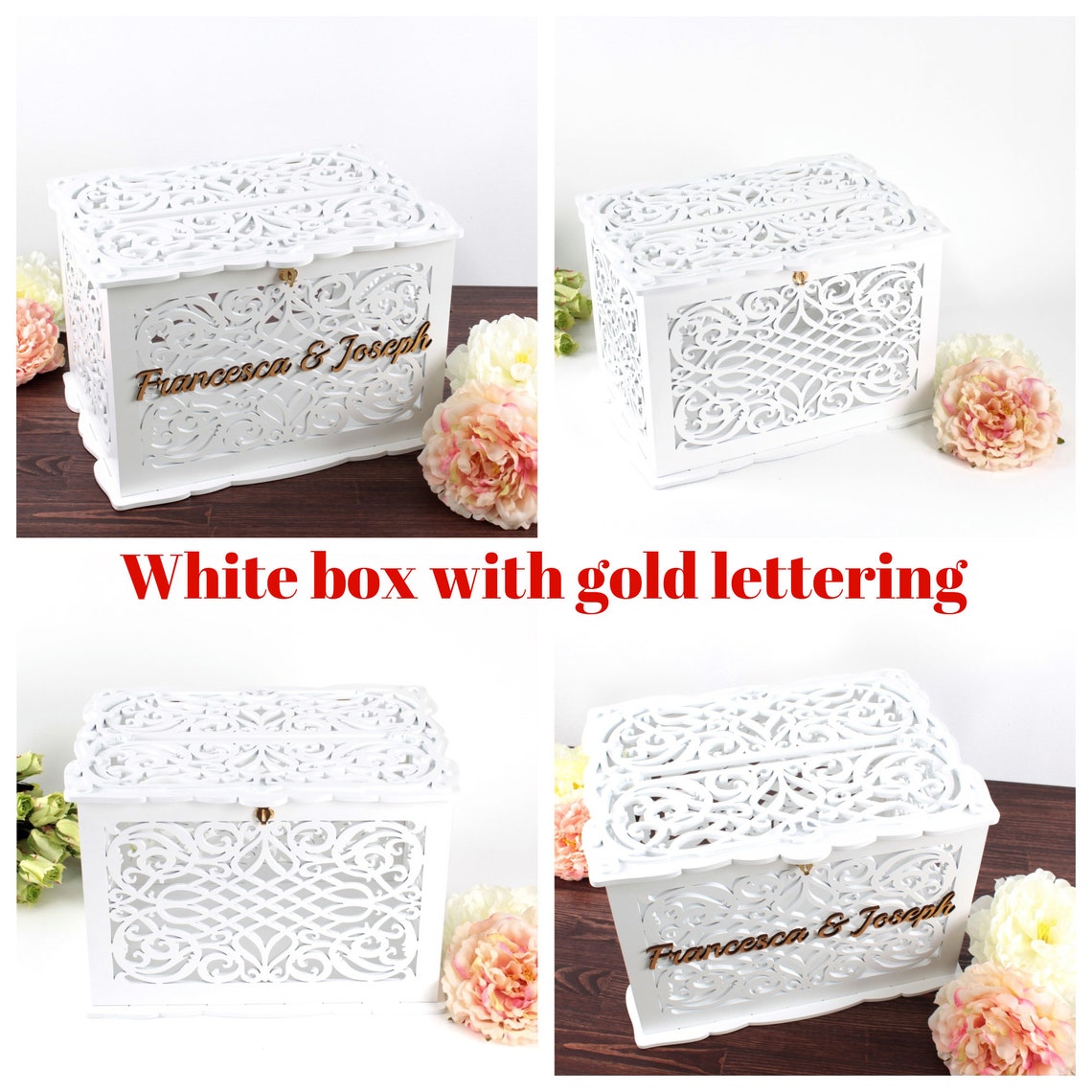 Personalized Ivory Card Box for Wedding With Slot and Lock - Etsy