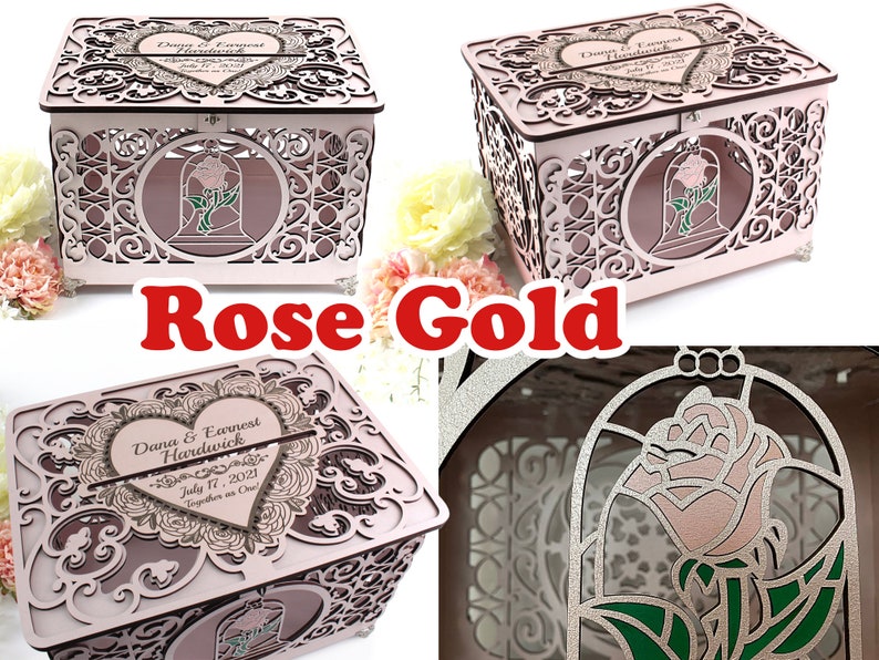 Couple Card Box for Wedding Money Gifts Beauty Beast Rose - Etsy