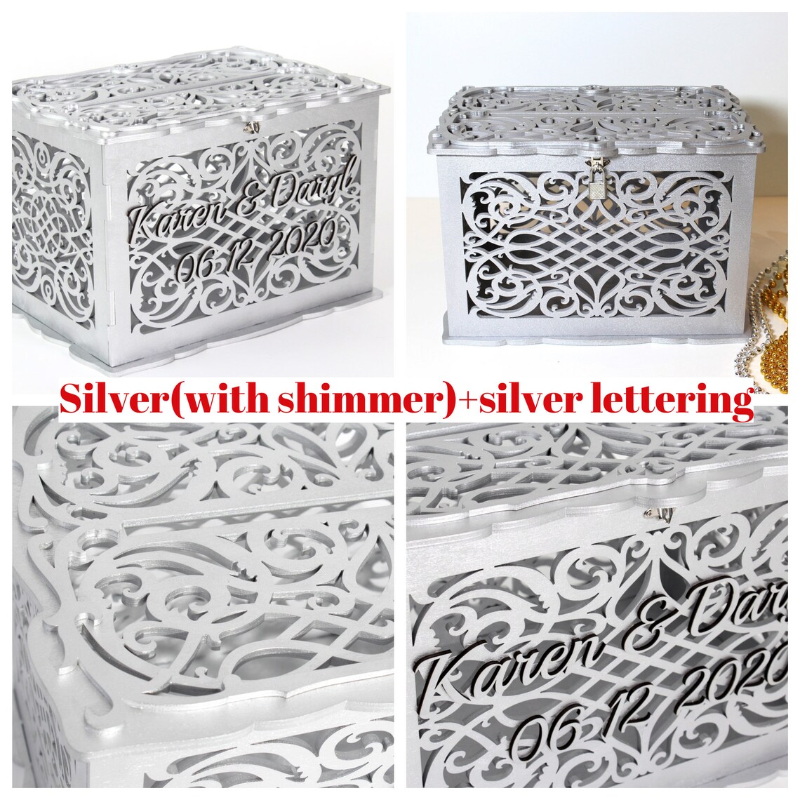 Personalized Ivory Card Box for Wedding With Slot and Lock - Etsy