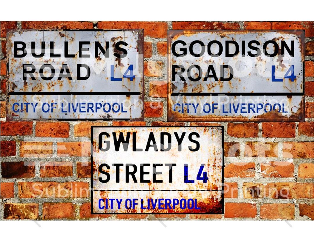 Gwladys Street Goodison Road Bullens Road Distressed Look Aluminium ...