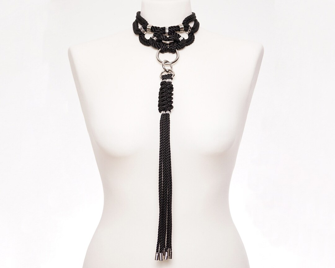 MEGAMI Rope Bondage Choker With Detachable Mini Whip in Black - Etsy
