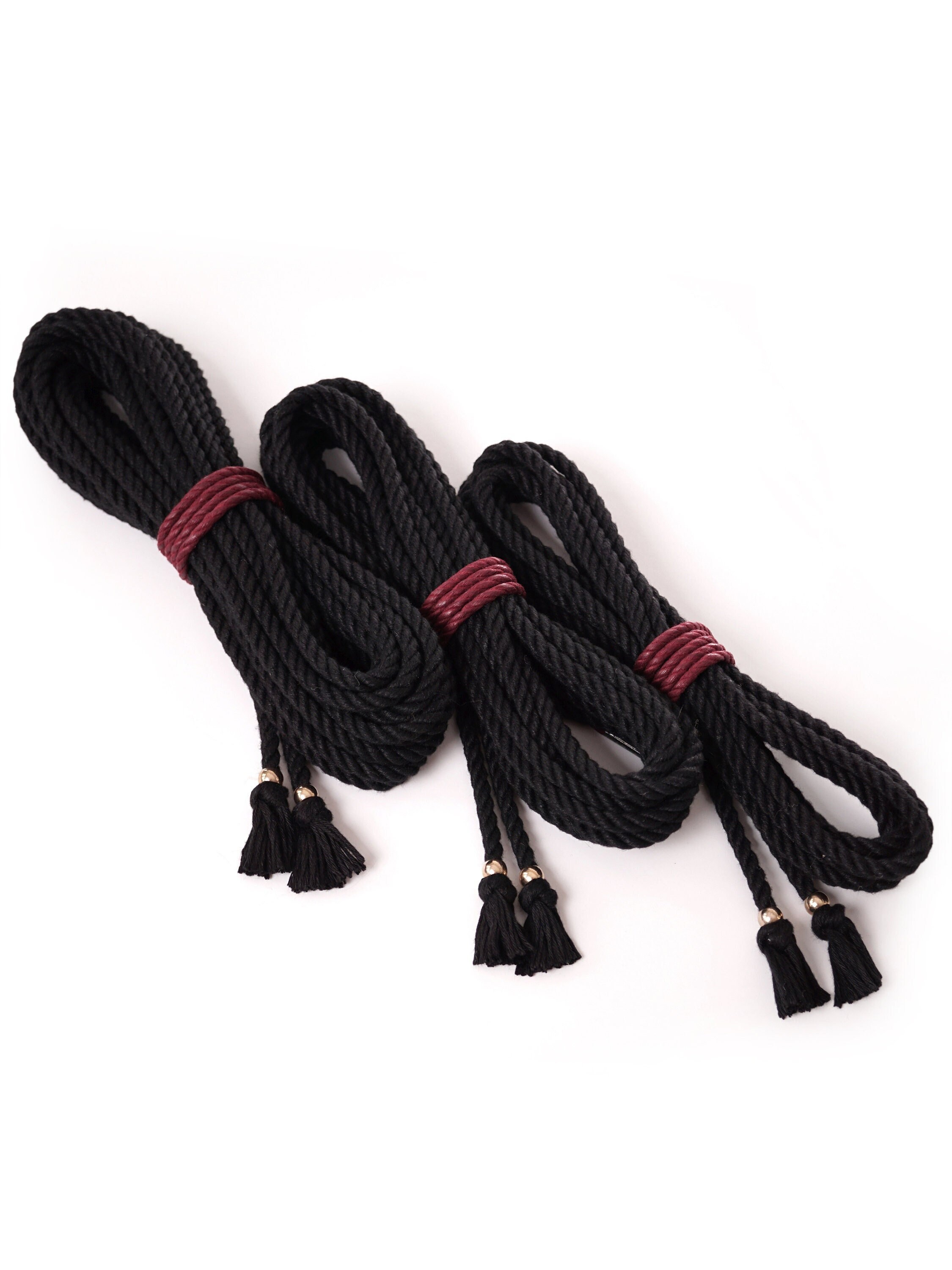 BONDAGE ROPE With Gold Bead&knot Finish, Black, 4/6/8/10 M Bundle ...