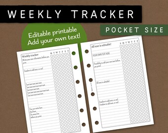 Weekly Tracker. Editable Printable. Add Your Own Text or Use | Etsy