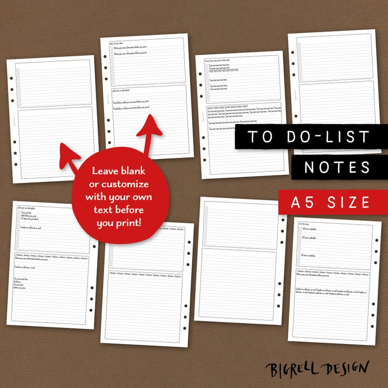 To Do List and Notes. Editable Printable Notepaper and List - Etsy