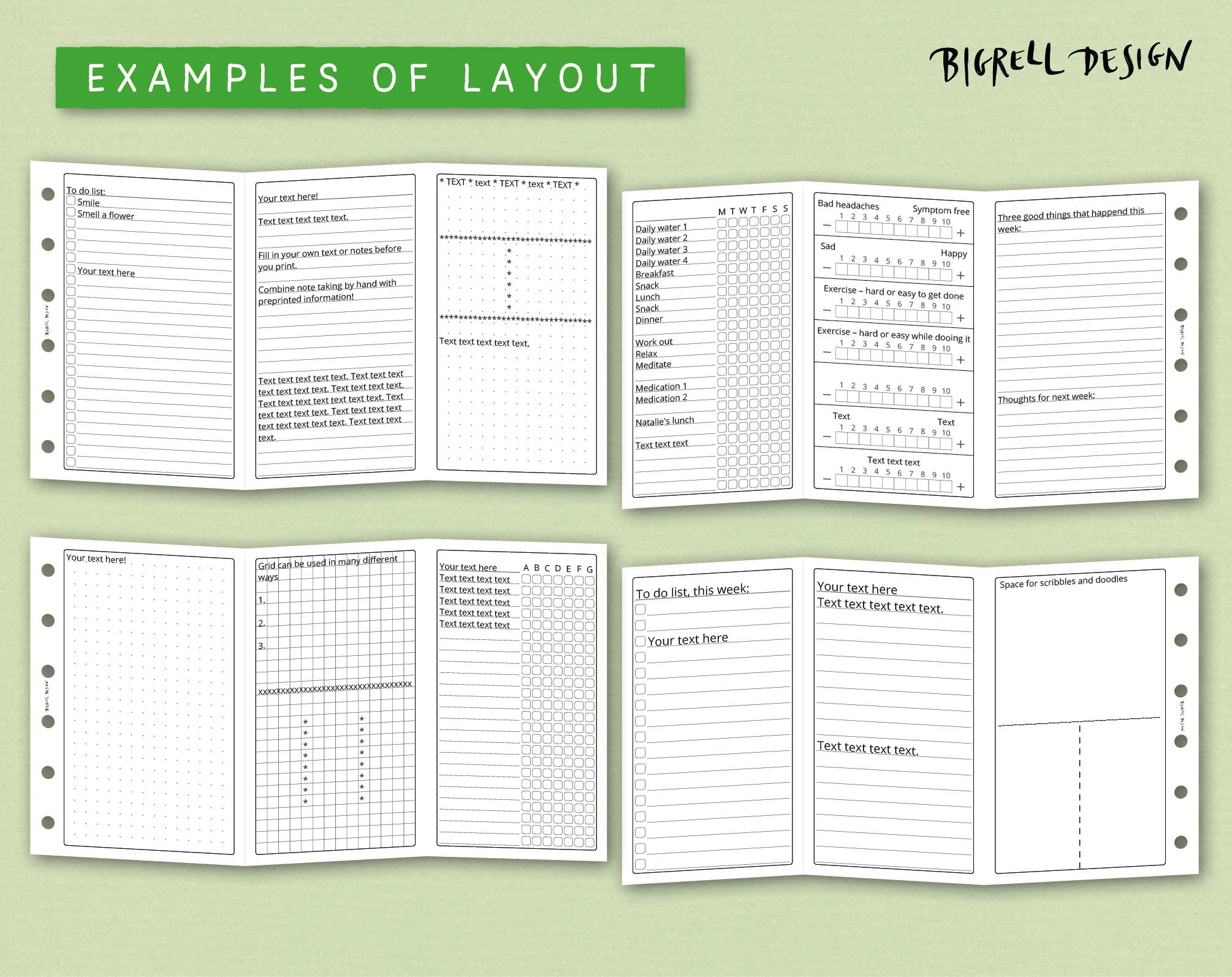 Editable Fold Out Notes. Lines, to Do, Dot Grid, Grid, Tracker, Scale 1 ...