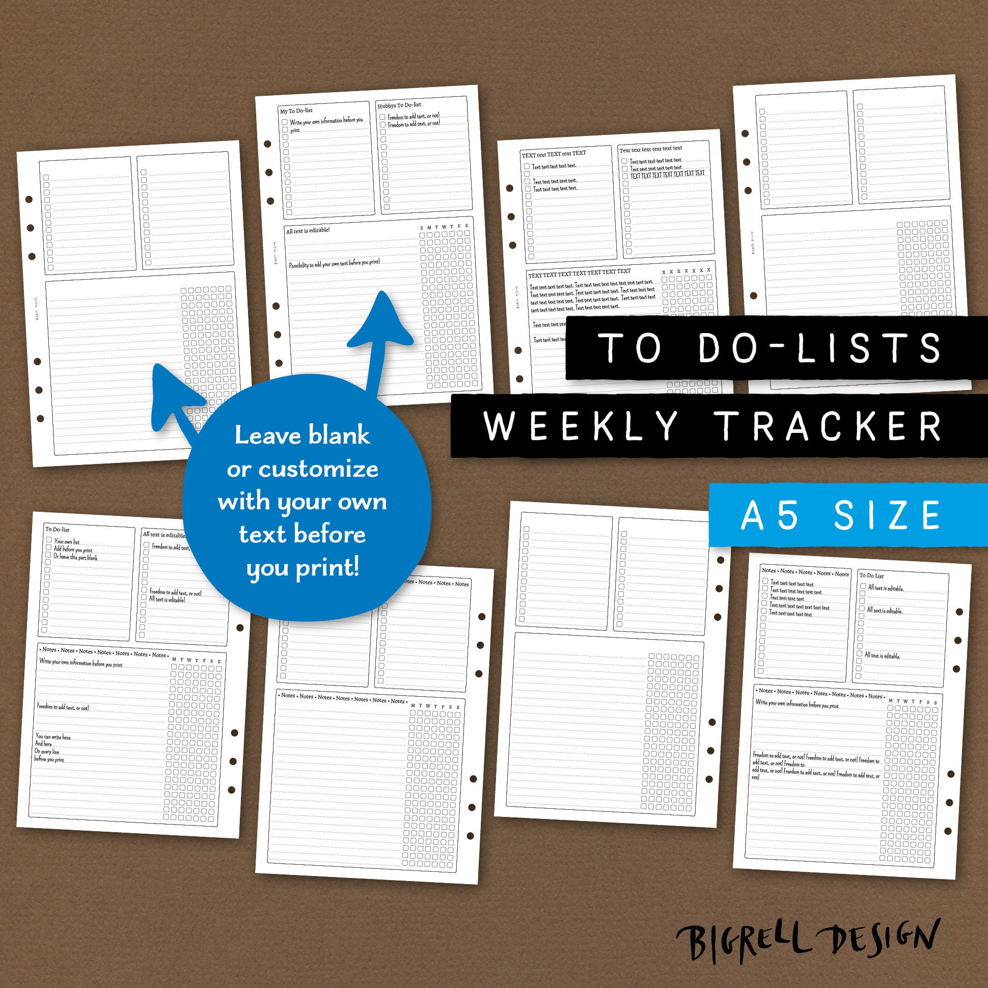 To Do Lists and Weekly Tracker. Editable Printable Notepaper and List ...