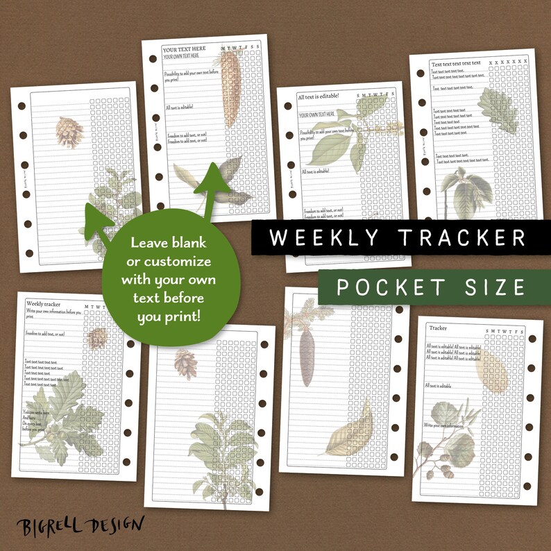 Weekly Tracker. Editable Printable. Add Your Own Text or Use - Etsy