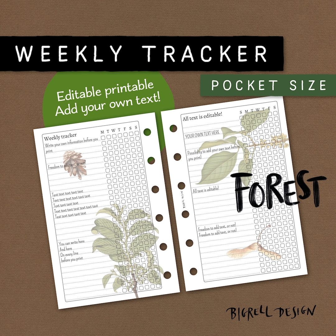 Weekly Tracker. Editable Printable. Add Your Own Text or Use Blank ...
