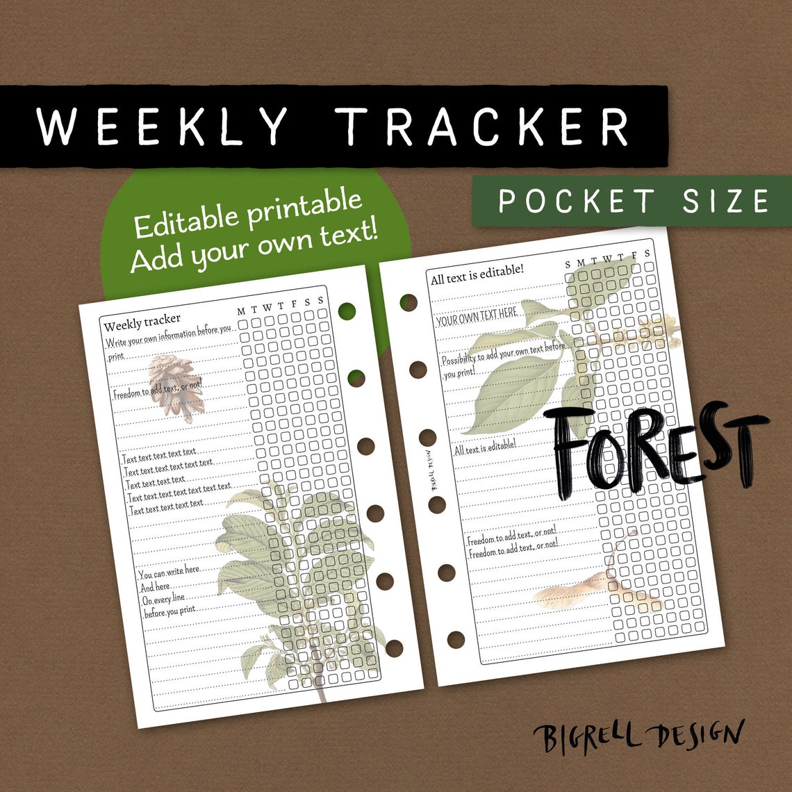 Weekly Tracker. Editable Printable. Add Your Own Text or Use | Etsy