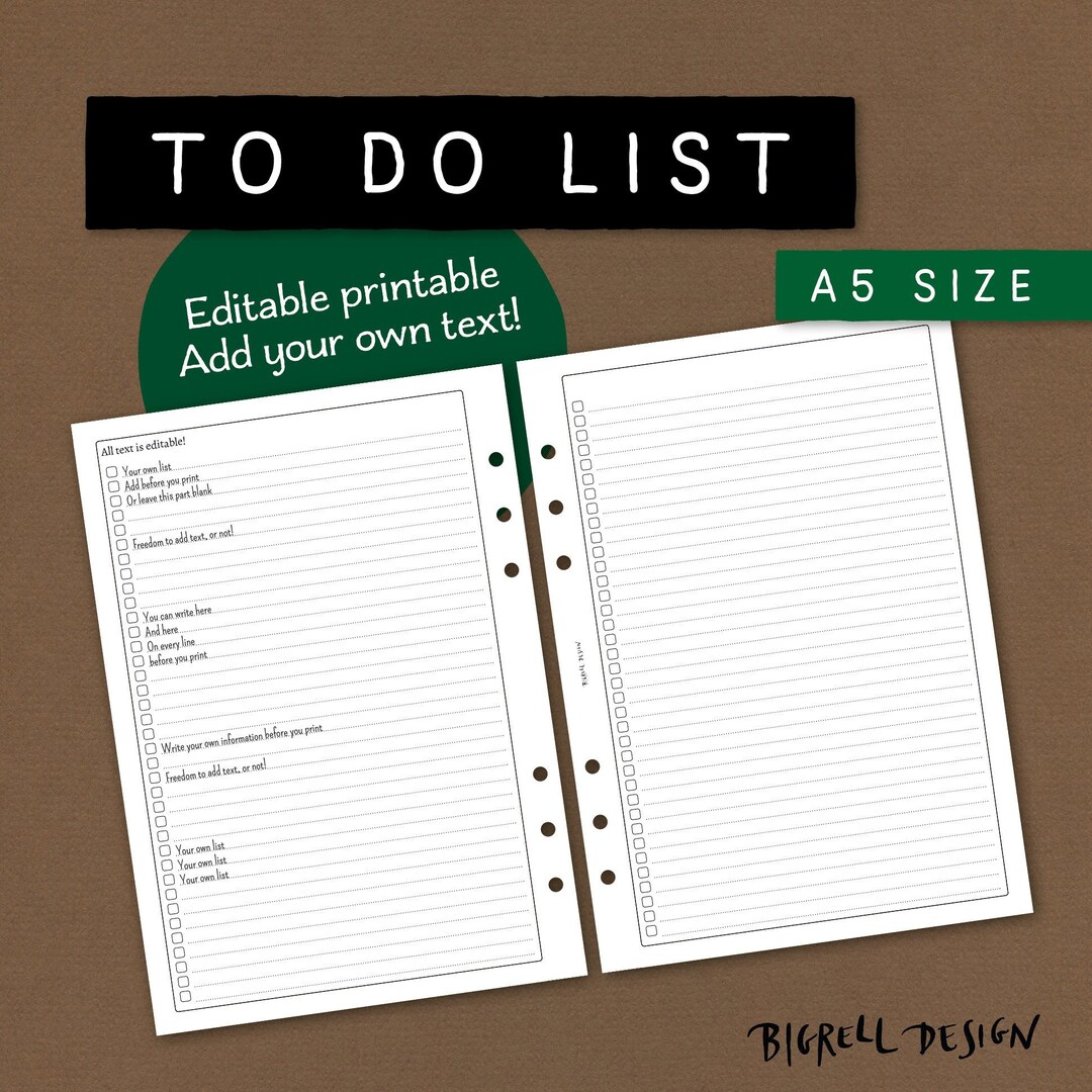 To Do List. Editable Printable Notepaper and List Making Insert. Use ...