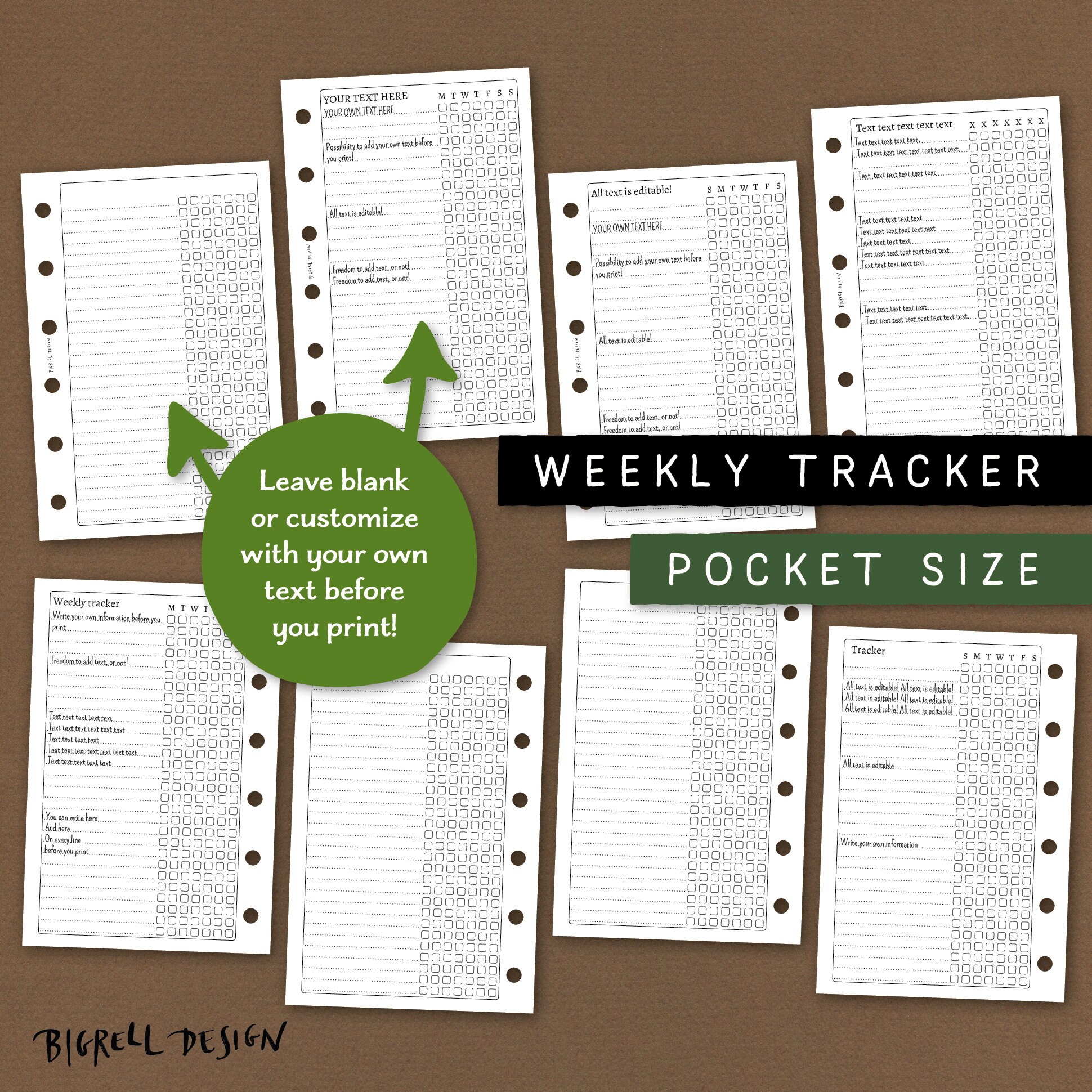Weekly tracker. Editable printable. Add your own text or use blank ...