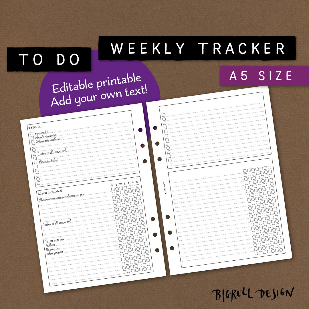 To Do List and Weekly Tracker. Editable Printable Notepaper and List ...