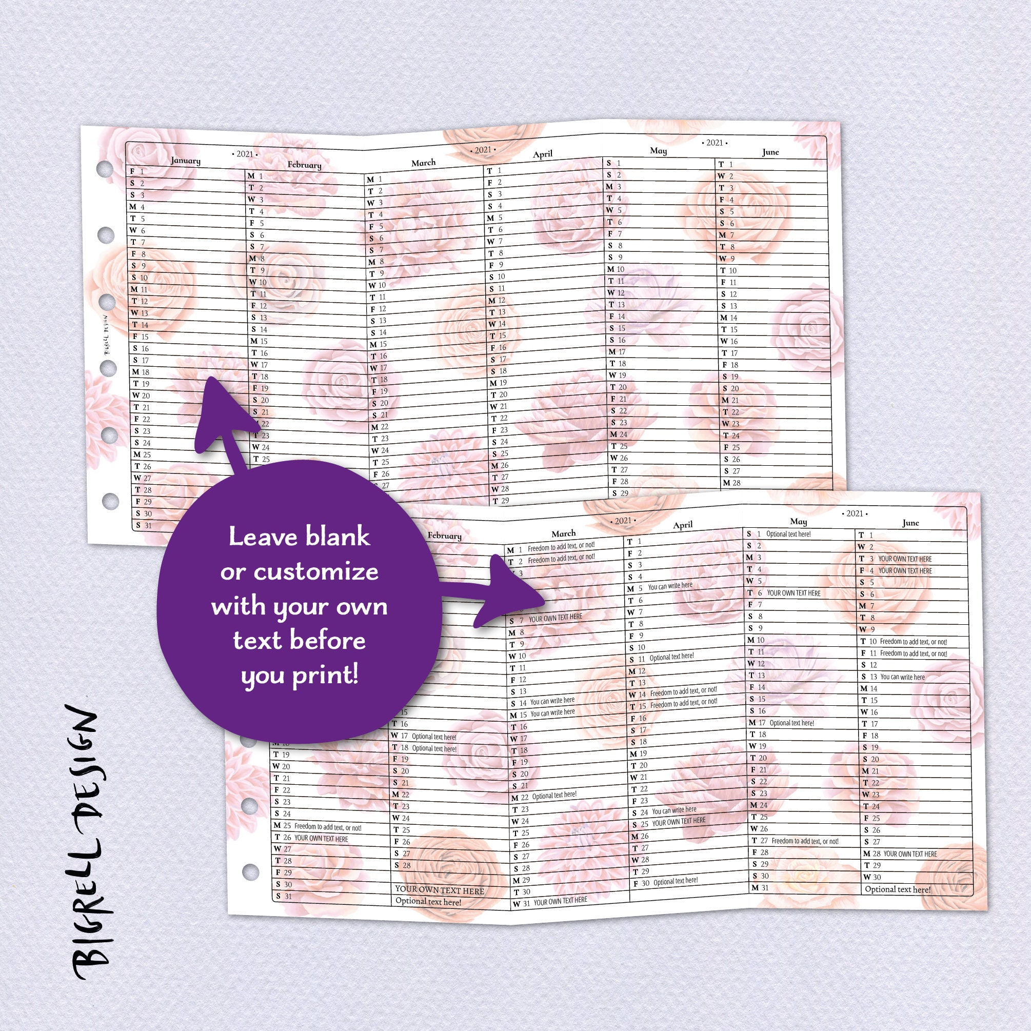 Yearly planner 2021. Editable printable fold out year | Etsy