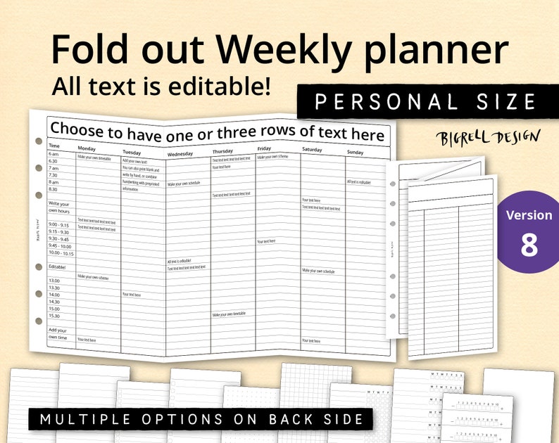 Weekly Time Chart With Your Own Time/hours. Editable Printable Weekly ...