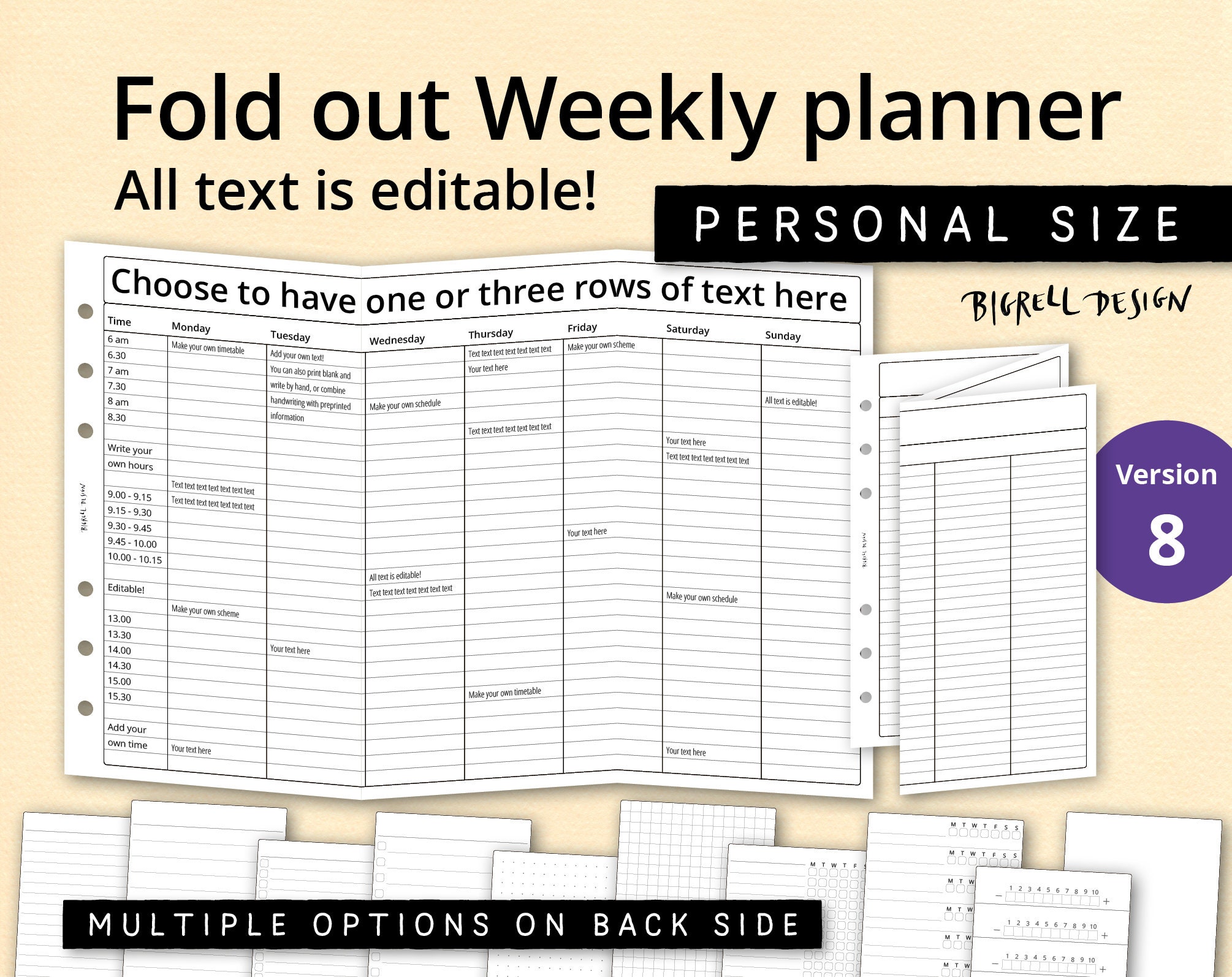 Weekly Time Chart With Your Own Time/hours. Editable Printable Weekly ...