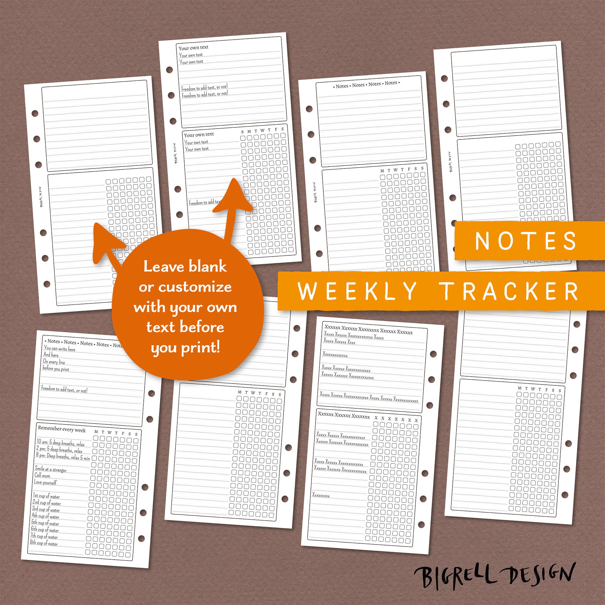 Notes and Weekly Tracker. Editable Printable Notepaper and List Making ...