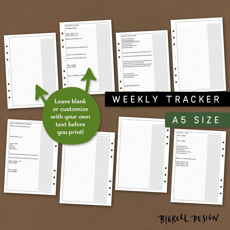 Weekly Tracker. Editable Printable Notepaper and List Making | Etsy