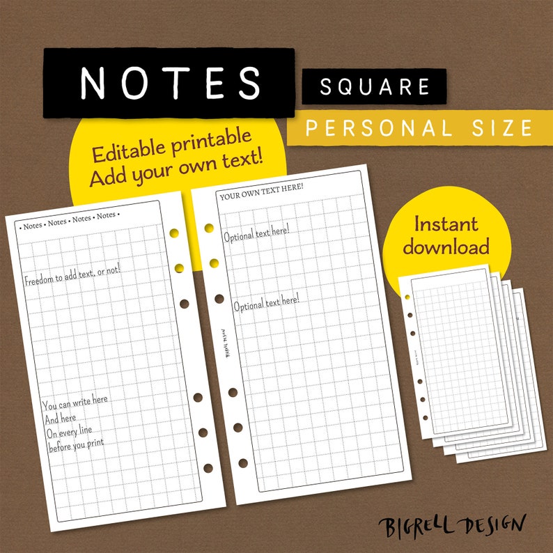 Square Grid Notepaper. Editable Printable. Use Blank or Add Text ...