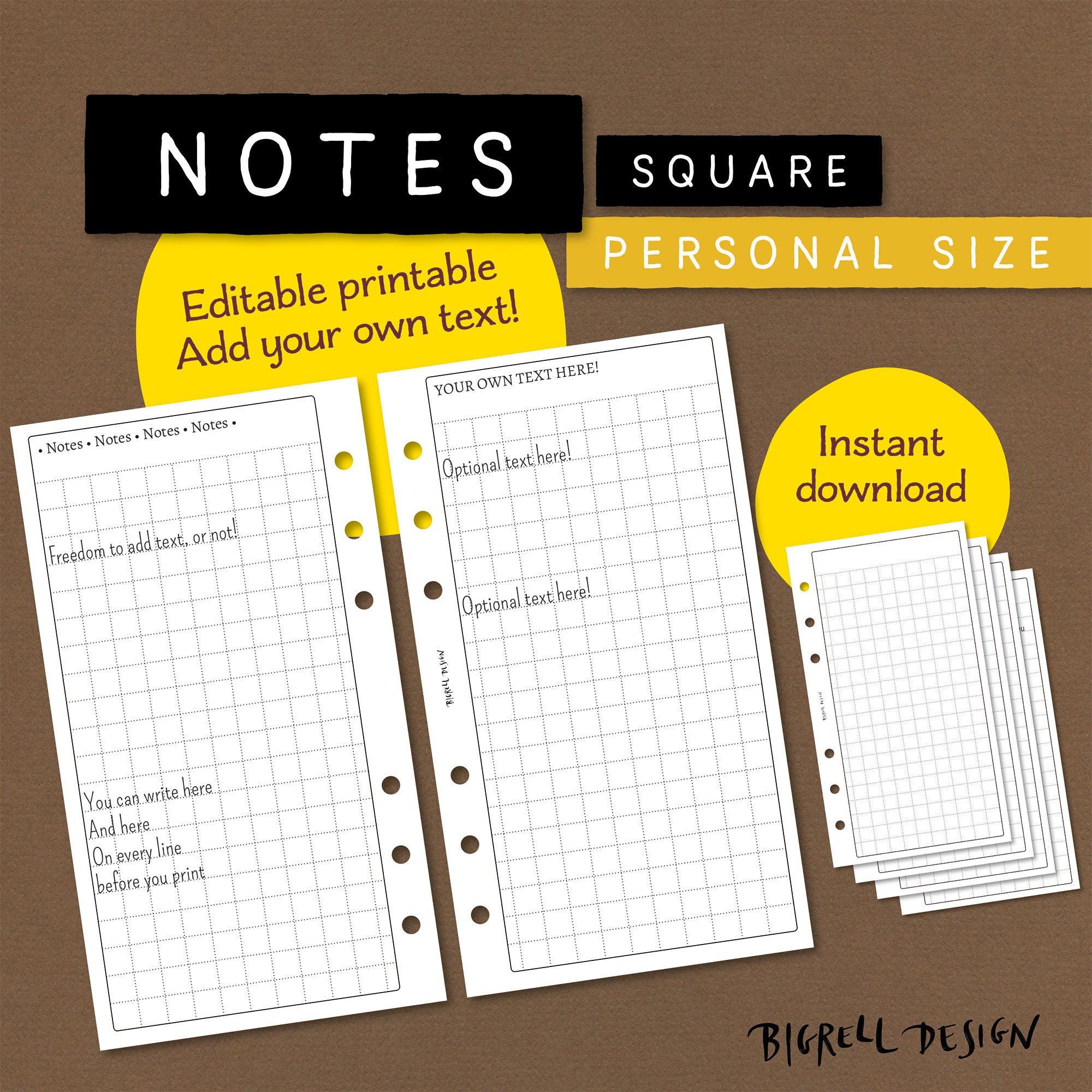 Square Grid Notepaper. Editable Printable. Use Blank or Add Text ...