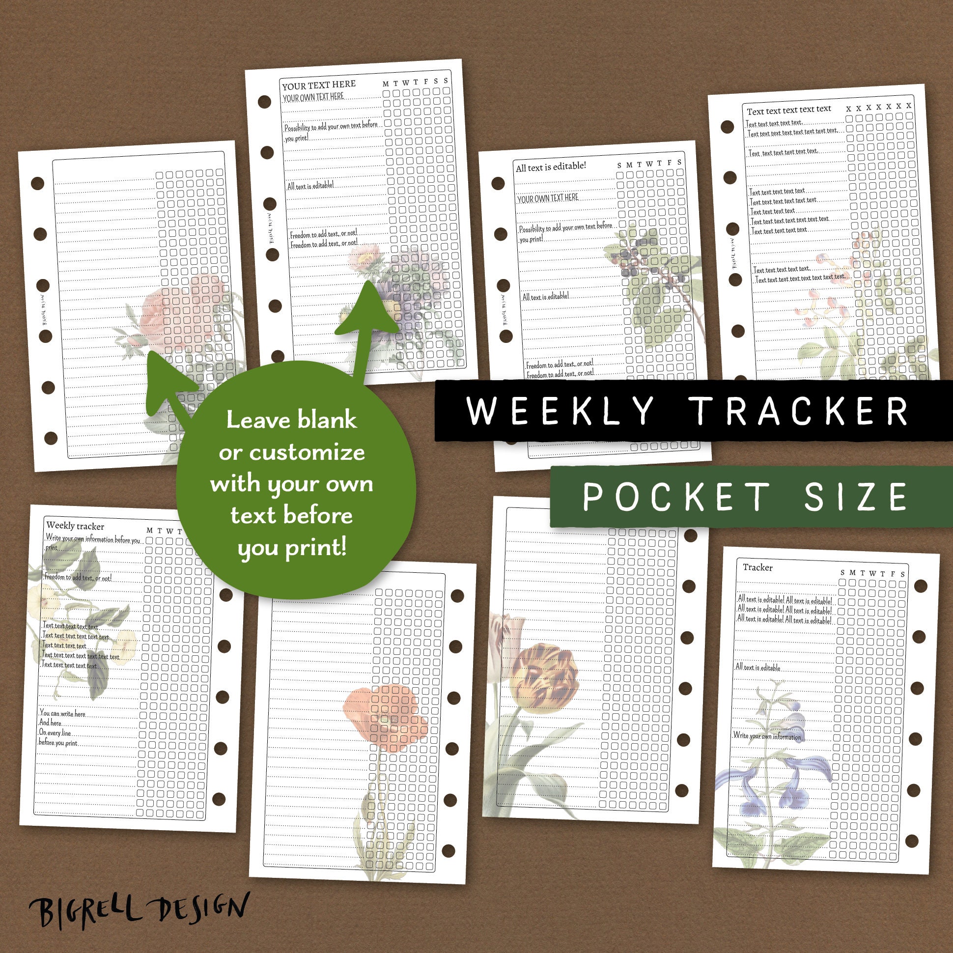 Weekly Tracker. Editable Printable. Add Your Own Text or Use Blank ...