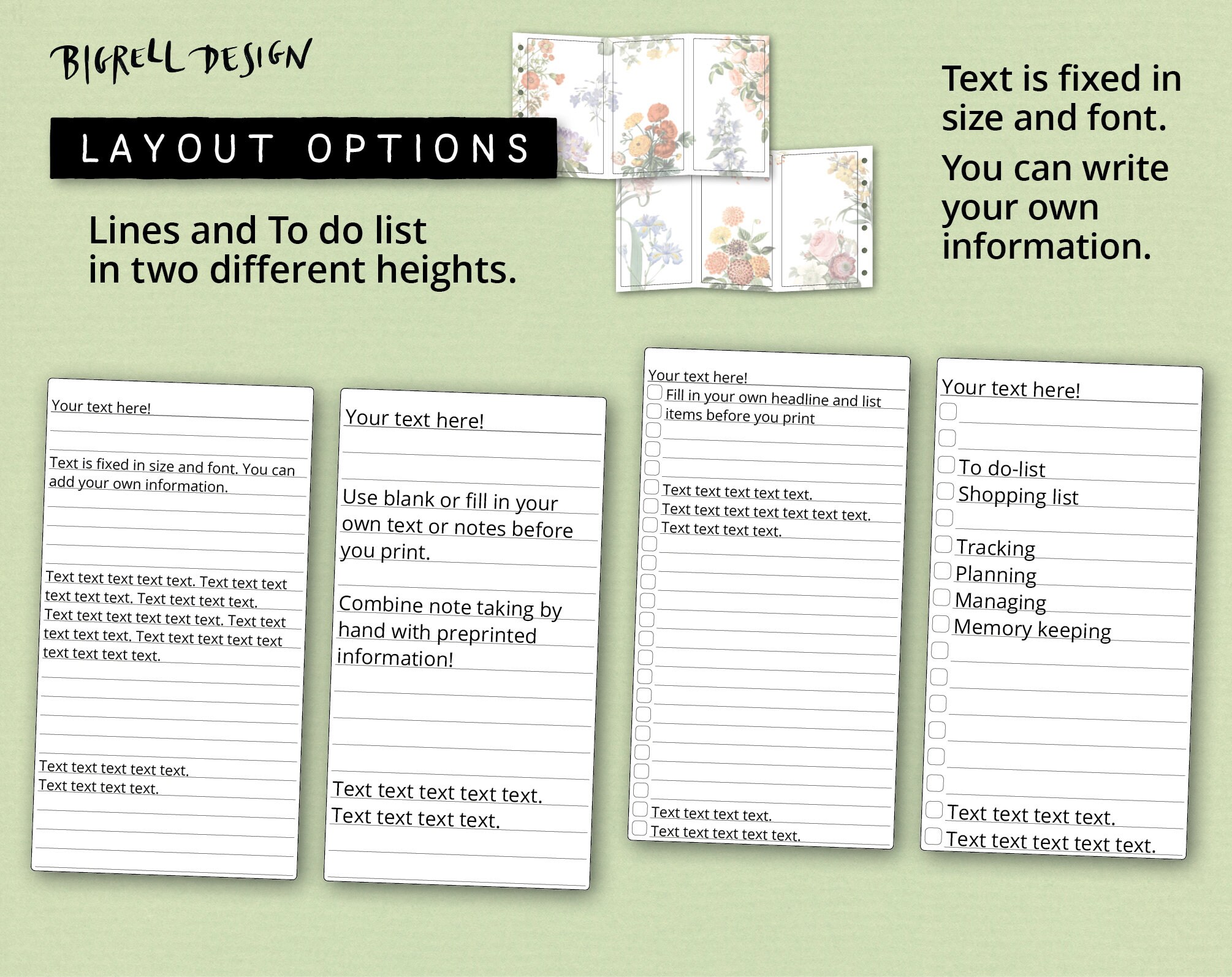 Note Paper. Editable Printable Fold Out Notes, to Do, Grid, Tracker ...