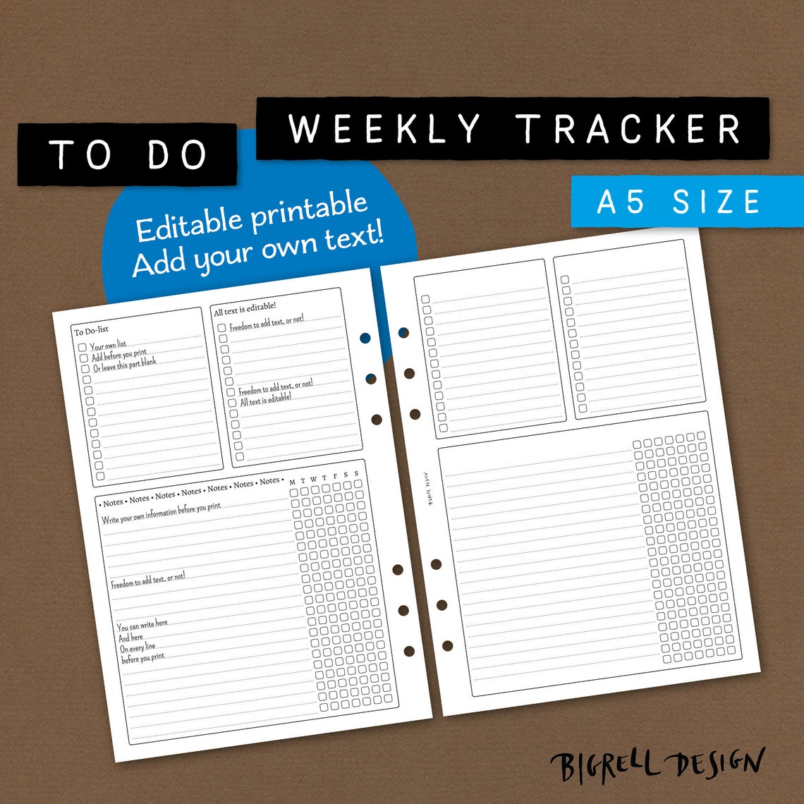 To Do Lists and Weekly Tracker. Editable Printable Notepaper and List ...