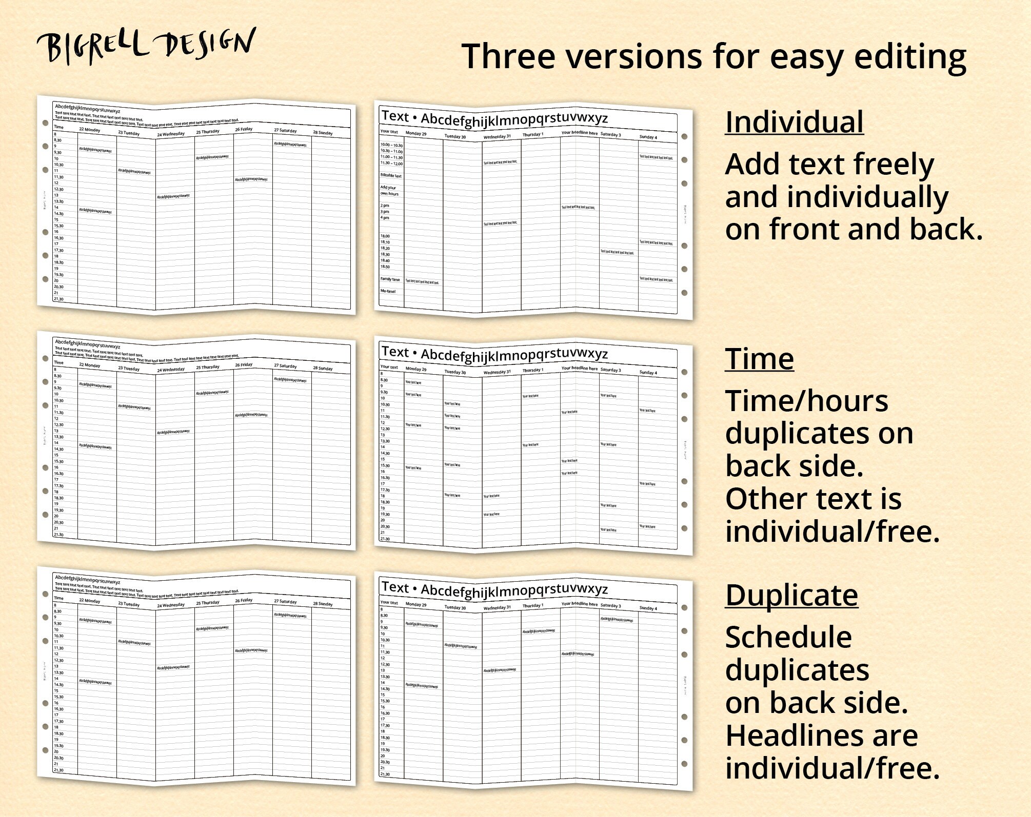 Weekly Time Chart With Your Own Time/hours. Editable Printable - Etsy