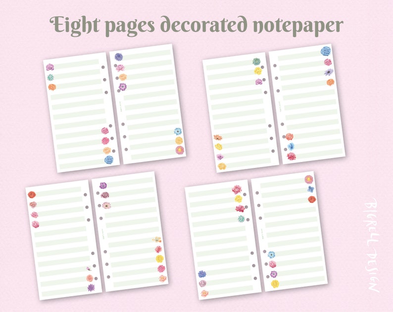 Printable Notepaper for Filofax Personal Size and More. Fold Out Note ...