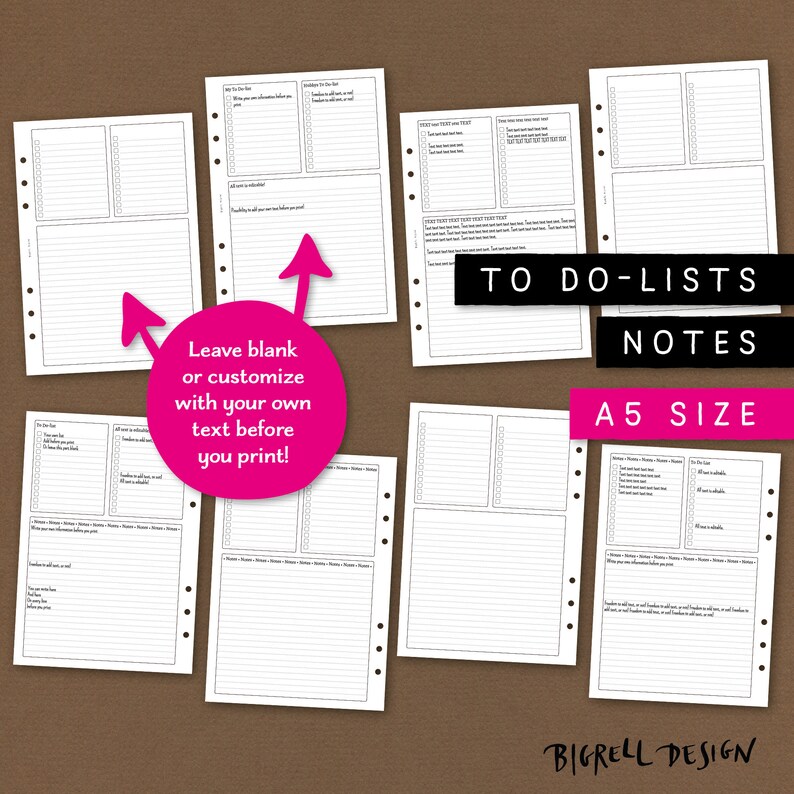 To Do Lists and Notes. Editable Printable Notepaper and List Making ...