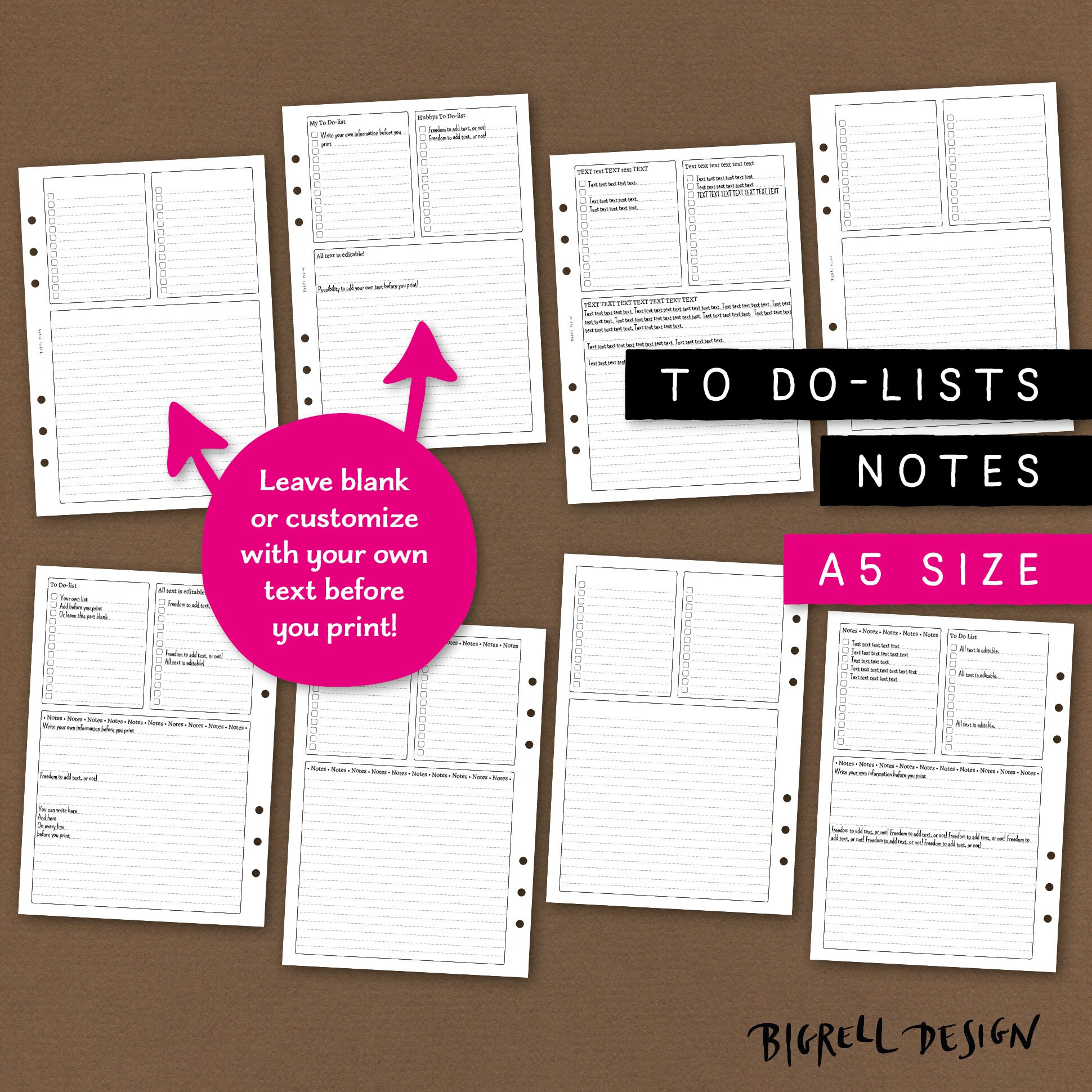 To Do Lists and Notes. Editable Printable Notepaper and List - Etsy