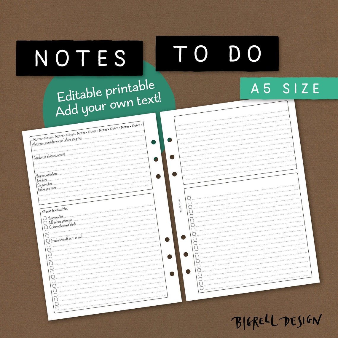 Notes and to Do-list. Editable Printable Notepaper and List - Etsy