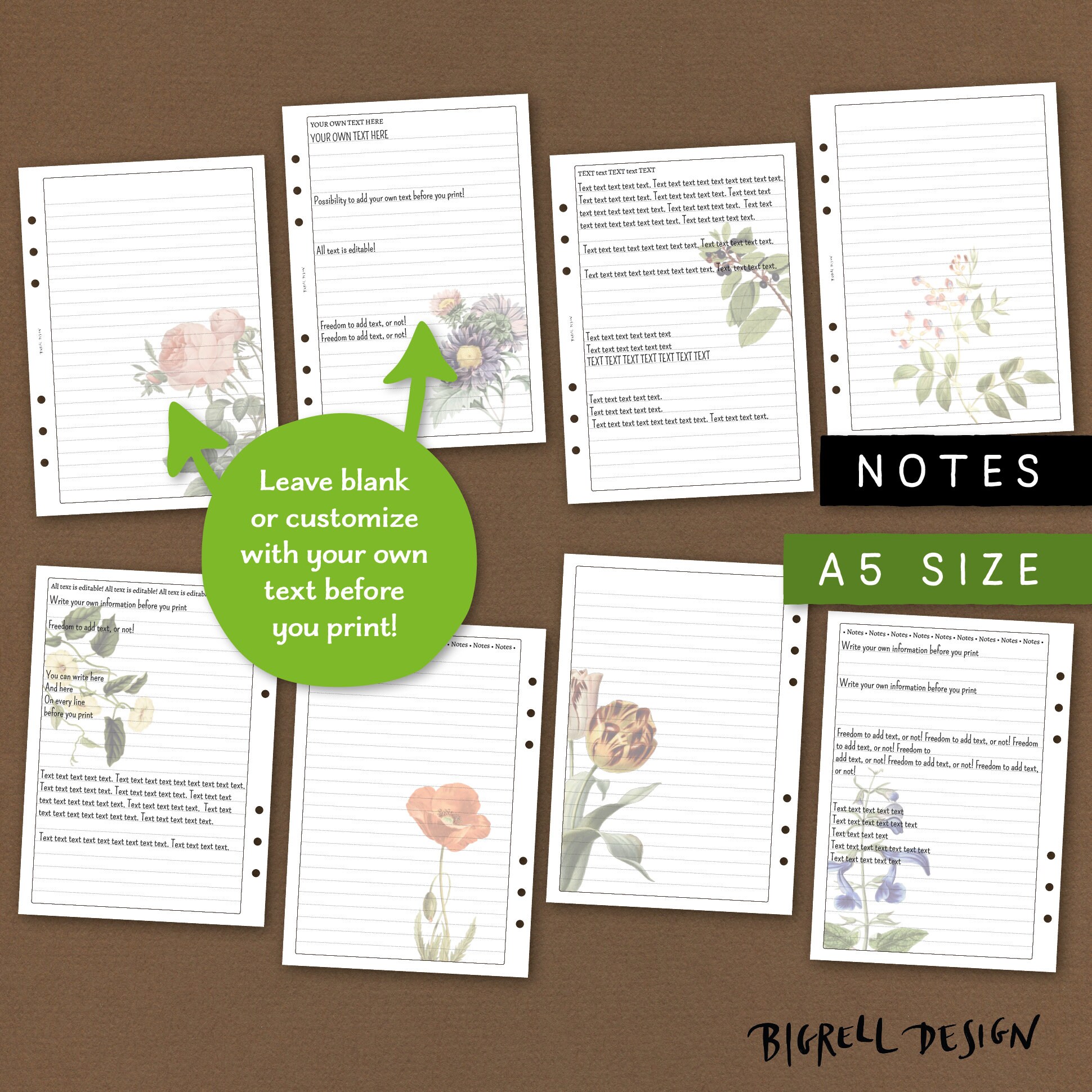Notes. Editable Printable Notepaper and List Making Insert. Use Blank ...