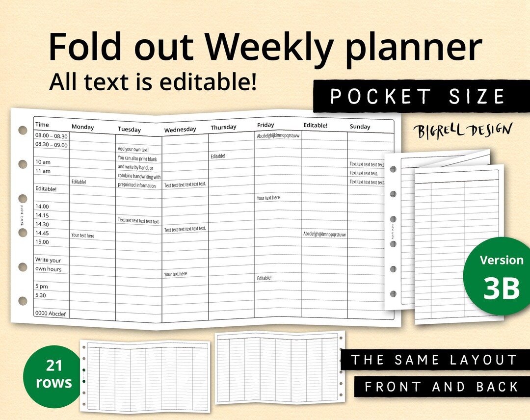 Weekly Time Chart With Your Own Time. Editable Printable Weekly Planner ...
