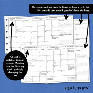 Foldout Monthly Planner. Editable, Undated, Printable, Calendar ...