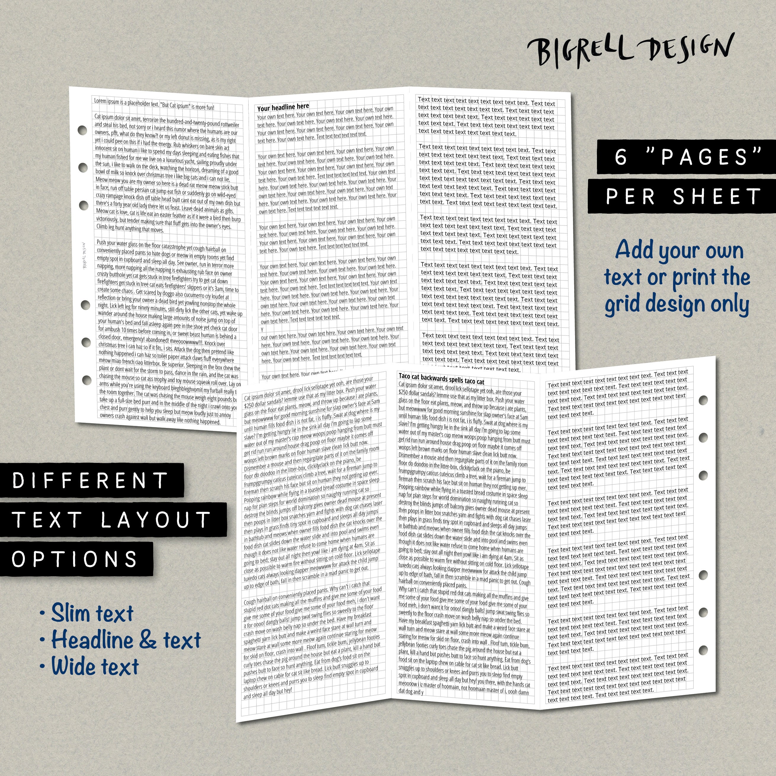 Grid Insert for Filofax. Editable Trifold Pages in Personal Size. 4 Mm ...